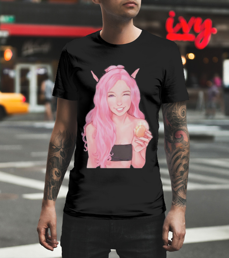 Belle Delphine Pink Hair Winking Holding Golden Egg Fantasy T-Shirt