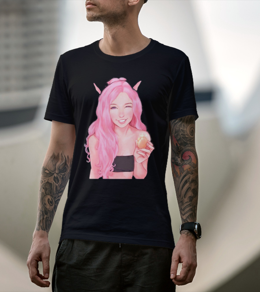 Belle Delphine Pink Hair Winking Holding Golden Egg Fantasy T-Shirt