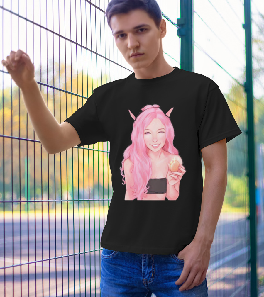 Belle Delphine Pink Hair Winking Holding Golden Egg Fantasy T-Shirt