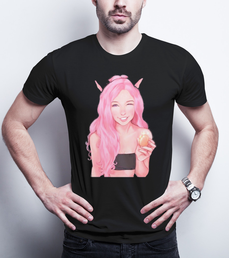 Belle Delphine Pink Hair Winking Holding Golden Egg Fantasy T-Shirt
