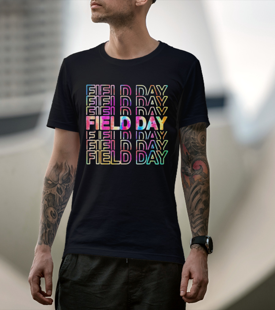 Field Day Colorful Tie Dye Text T-Shirt