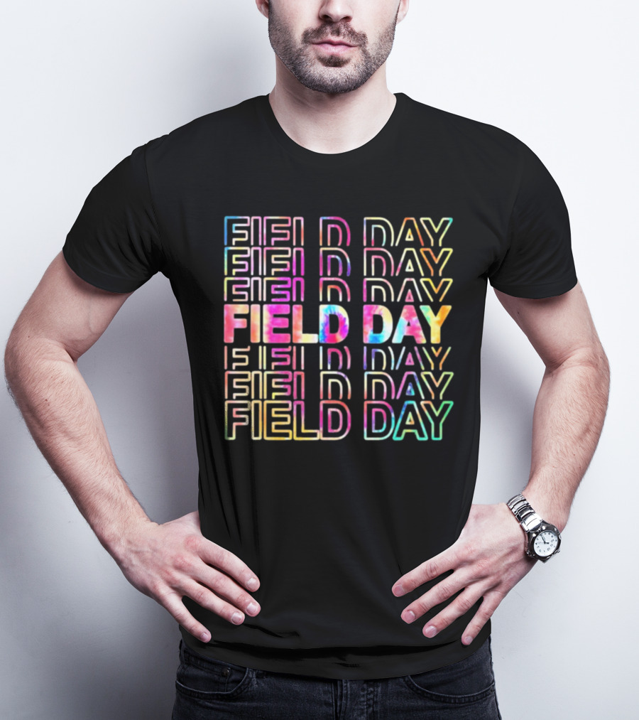 Field Day Colorful Tie Dye Text T-Shirt