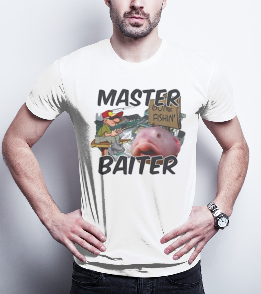 Master Baiter Gone Fishin' Fisherman With Big Fish T-Shirt