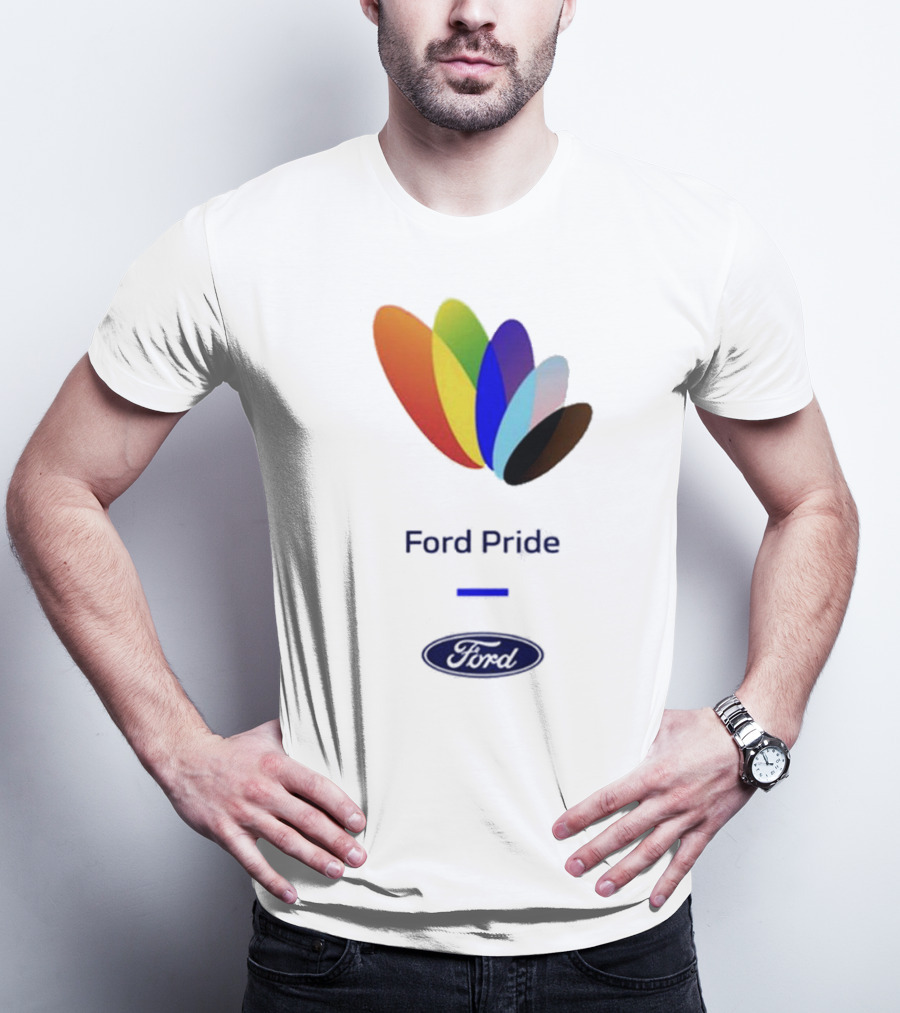 Ford Pride Typography Over Rainbow Petals T-Shirt