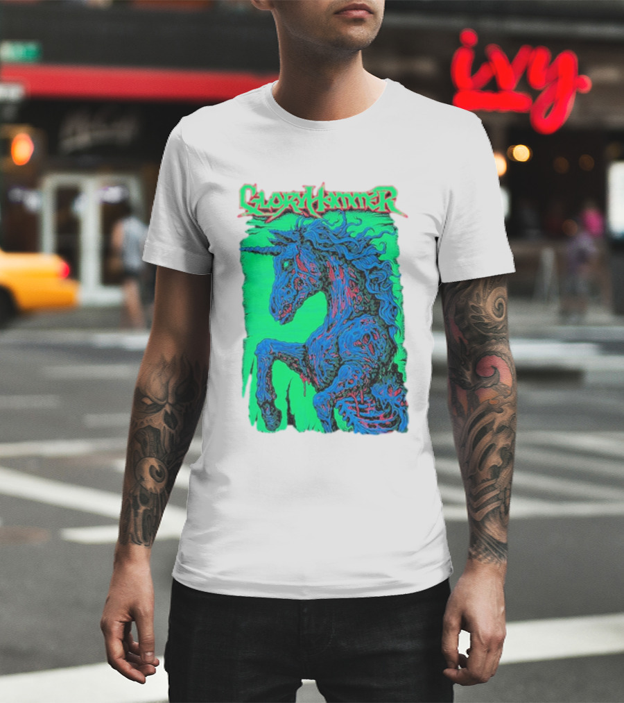 Gloryhammer Glowing Zombie Unicorn T-Shirt
