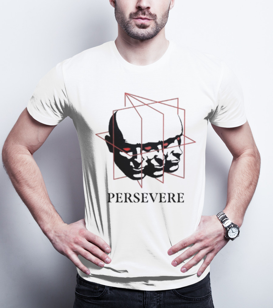 Persevere Triple Head Red Eyes Geometric Box T-Shirt