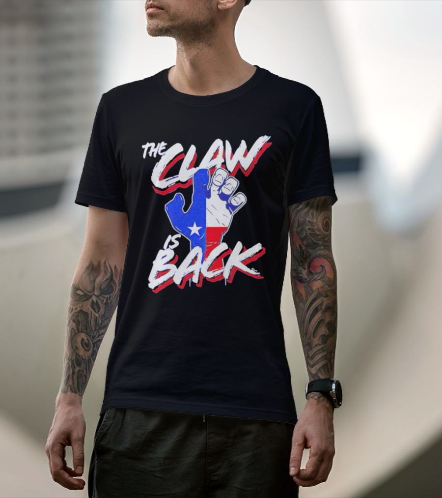 The Claw Is Back Texas Baseball Flag Fist T-Shirt