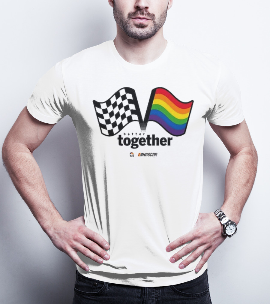 NASCAR Better Together Checkered Flag Pride Rainbow T-Shirt