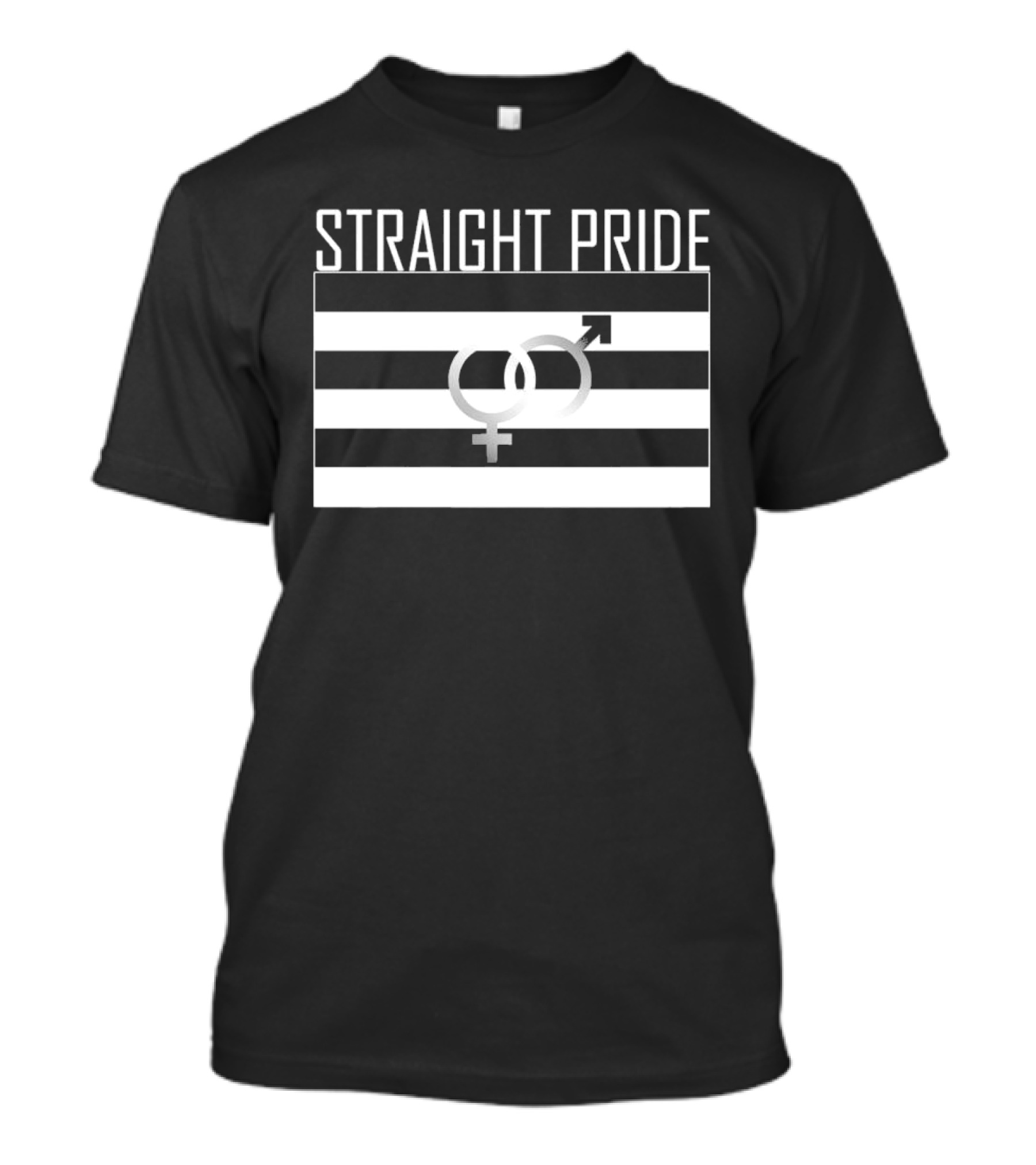Straight Pride Black Flag With Gender Symbols T-Shirt