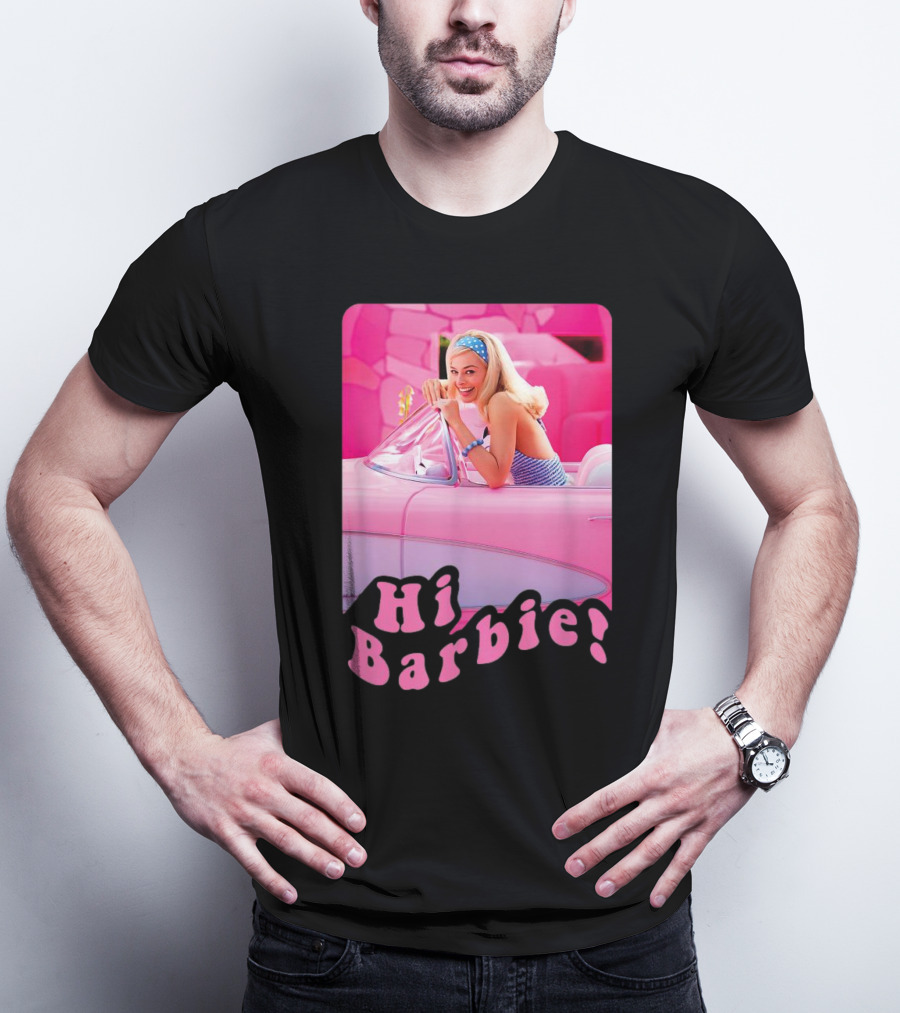 Barbie The Movie Hi Barbie Pink Car Scene T-Shirt