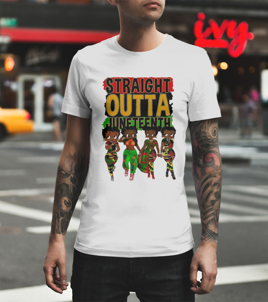 Straight Outta Juneteenth Black Women Celebration Fashion T-Shirt