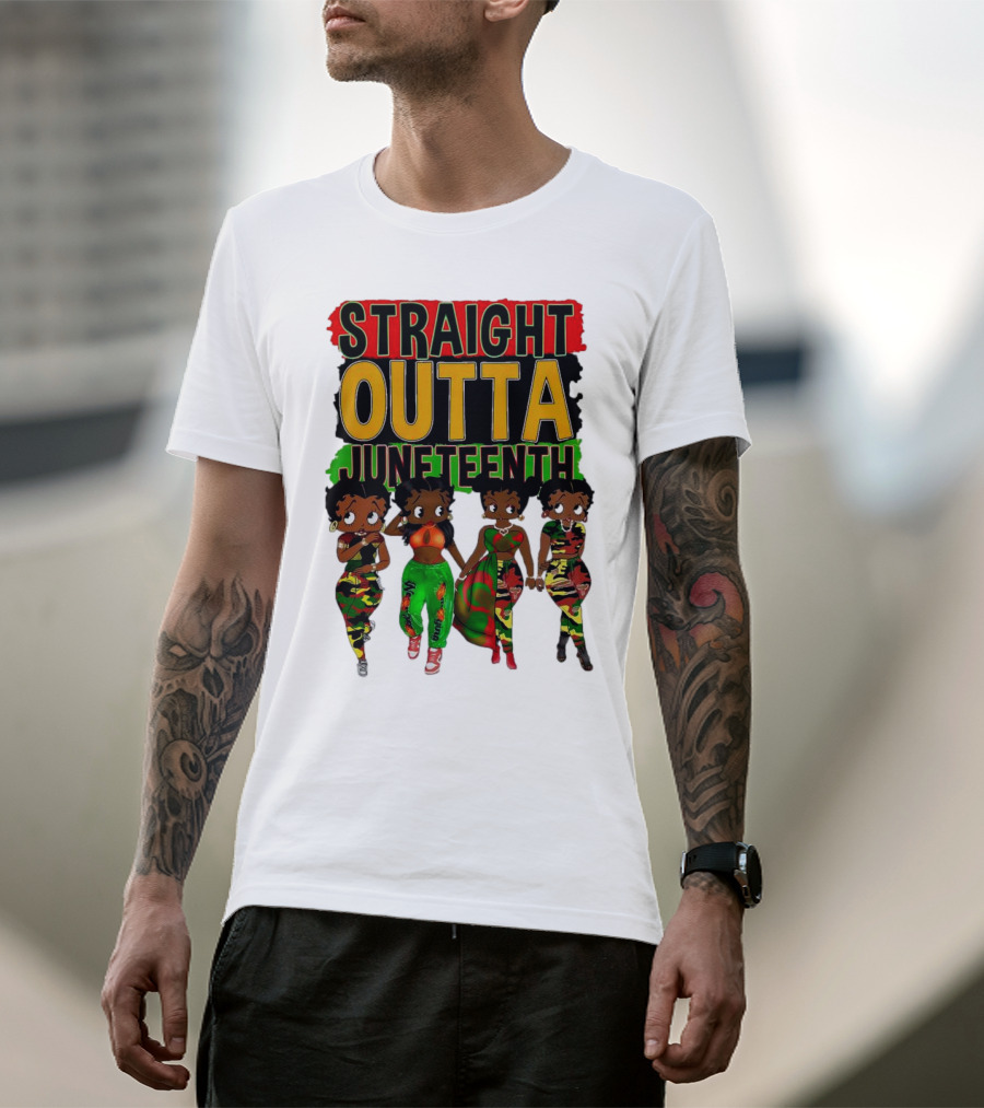 Straight Outta Juneteenth Black Women Celebration Fashion T-Shirt