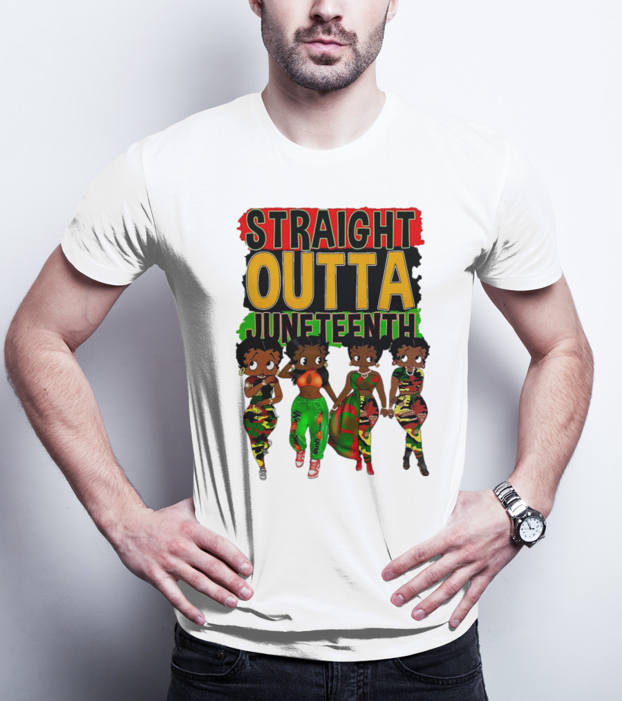 Straight Outta Juneteenth Black Women Celebration Fashion T-Shirt