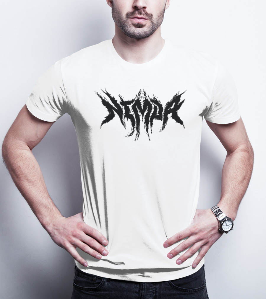Nimda Logo Graphic With Dark Gothic Text T-Shirt