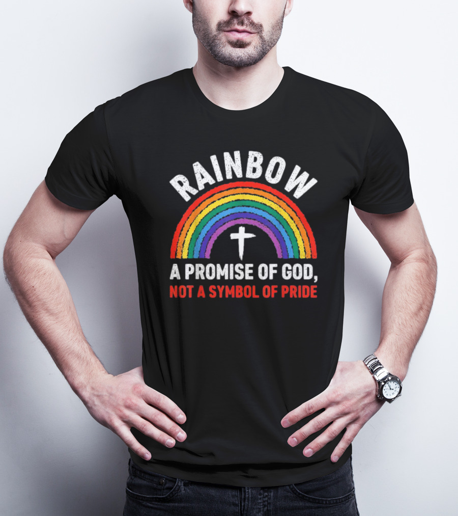 Rainbow Cross A Promise Of God Not A Symbol Of Pride T-Shirt
