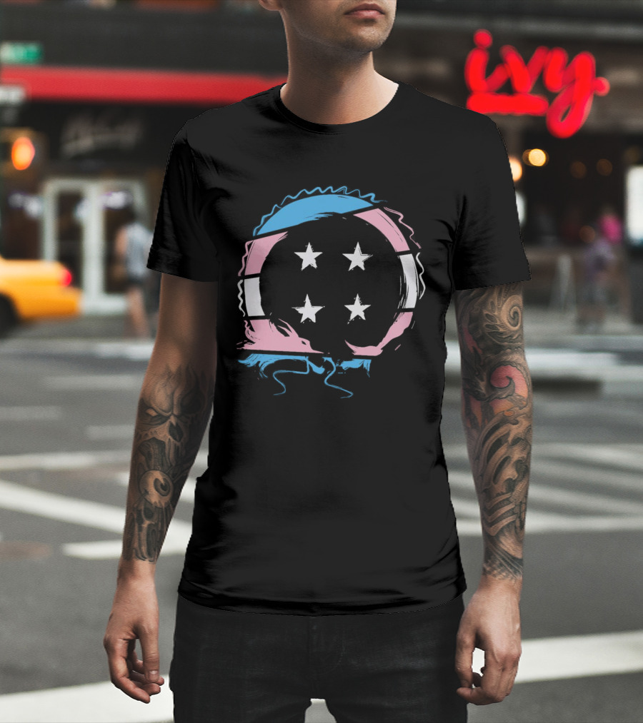 Sharkrobot Team Four Star Trans Pride Circle With Stars T-Shirt