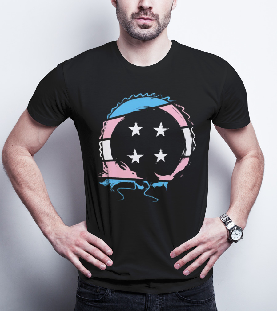 Sharkrobot Team Four Star Trans Pride Circle With Stars T-Shirt