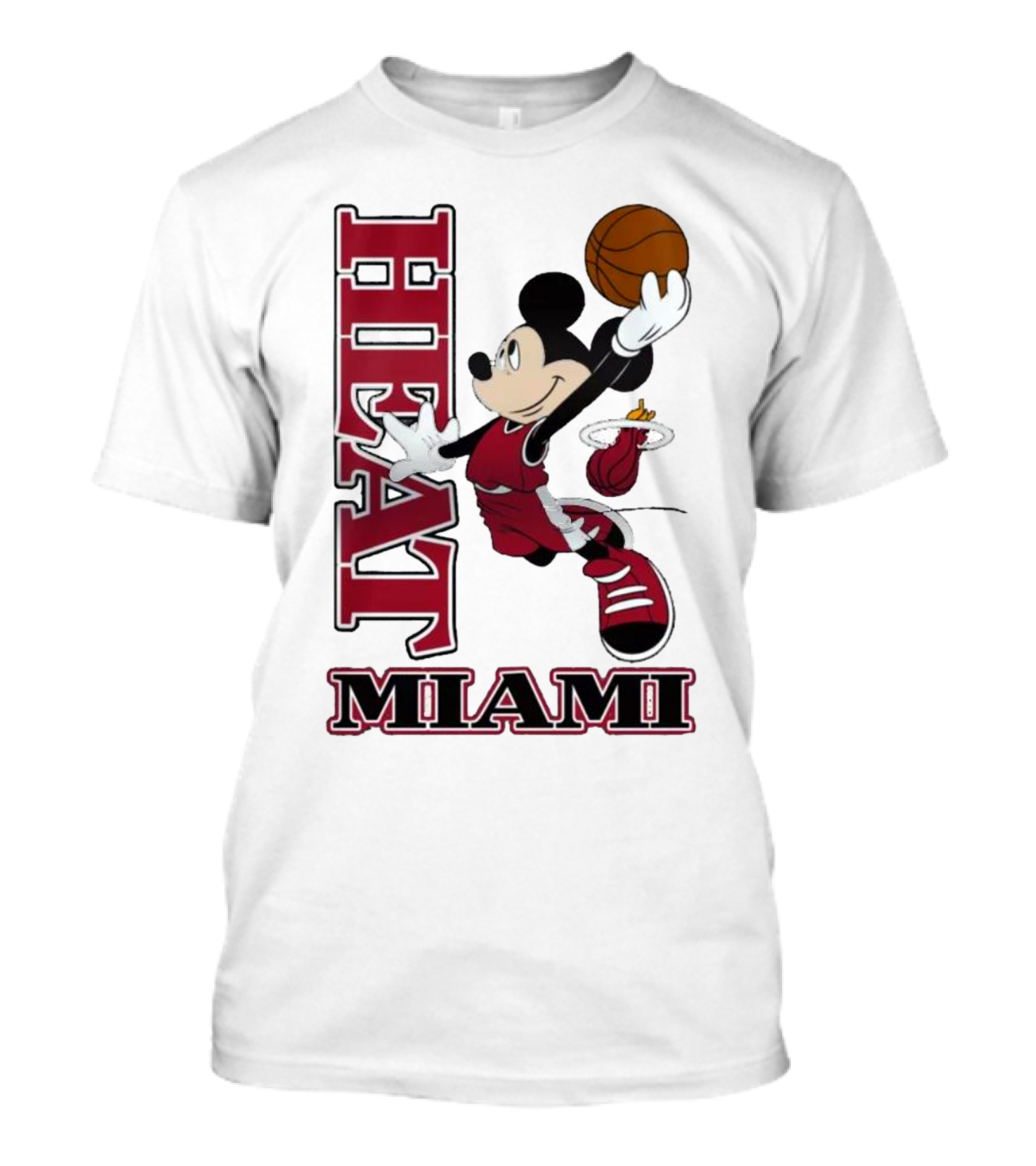 Mickey Mouse Miami Heat NBA Basketball Jumping Dunk T-Shirt