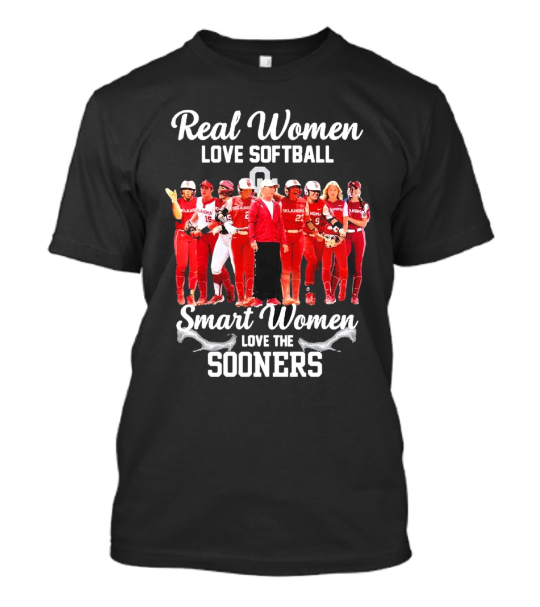 Real Women Love Softball Smart Women Love The Oklahoma Sooners T-Shirt