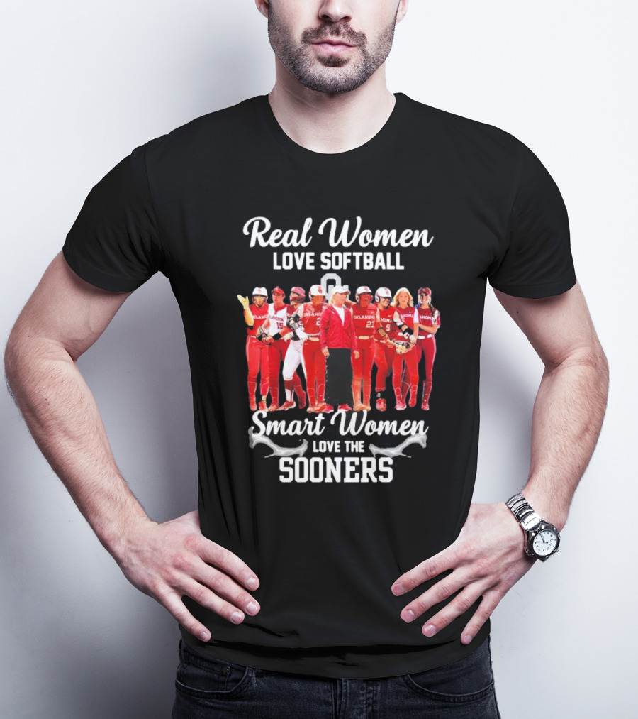 Real Women Love Softball Smart Women Love The Oklahoma Sooners T-Shirt