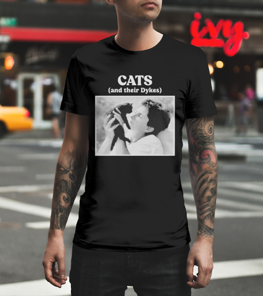 CATS And Their Dykes Black And White Image T-Shirt