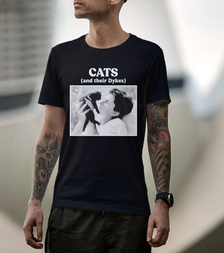 CATS And Their Dykes Black And White Image T-Shirt