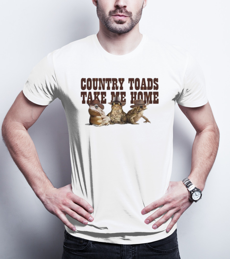 Country Toads Take Me Home Frogs Cowboy Hats T-Shirt