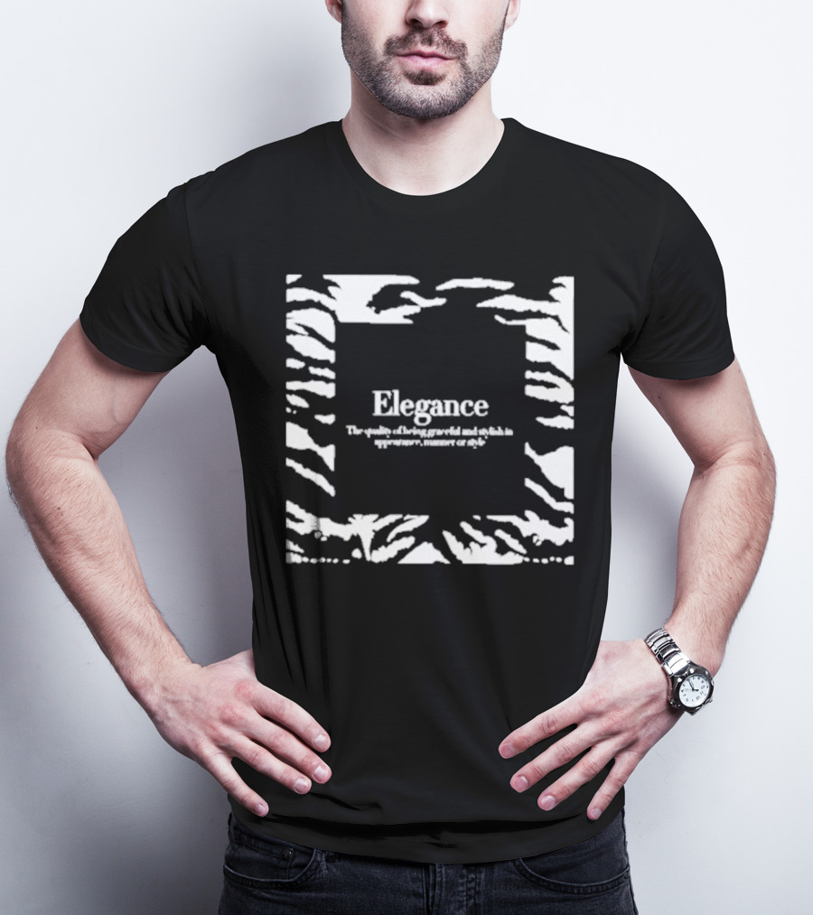 Elegance The Quality Of Being Graceful And Stylish In Appearance Manner Or Style Zebra Stripe Border T-Shirt