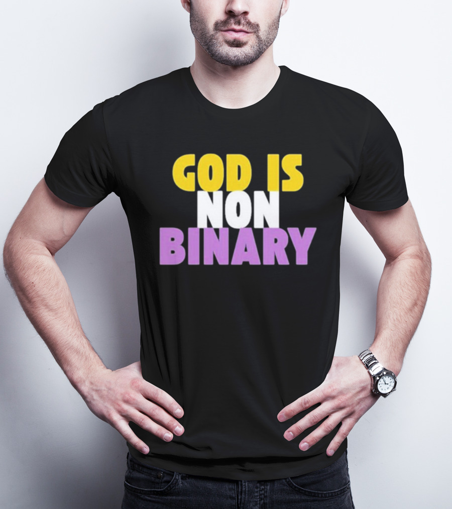 John Pavlovitz God Is Non-Binary Statement In Yellow, White, And Purple T-Shirt