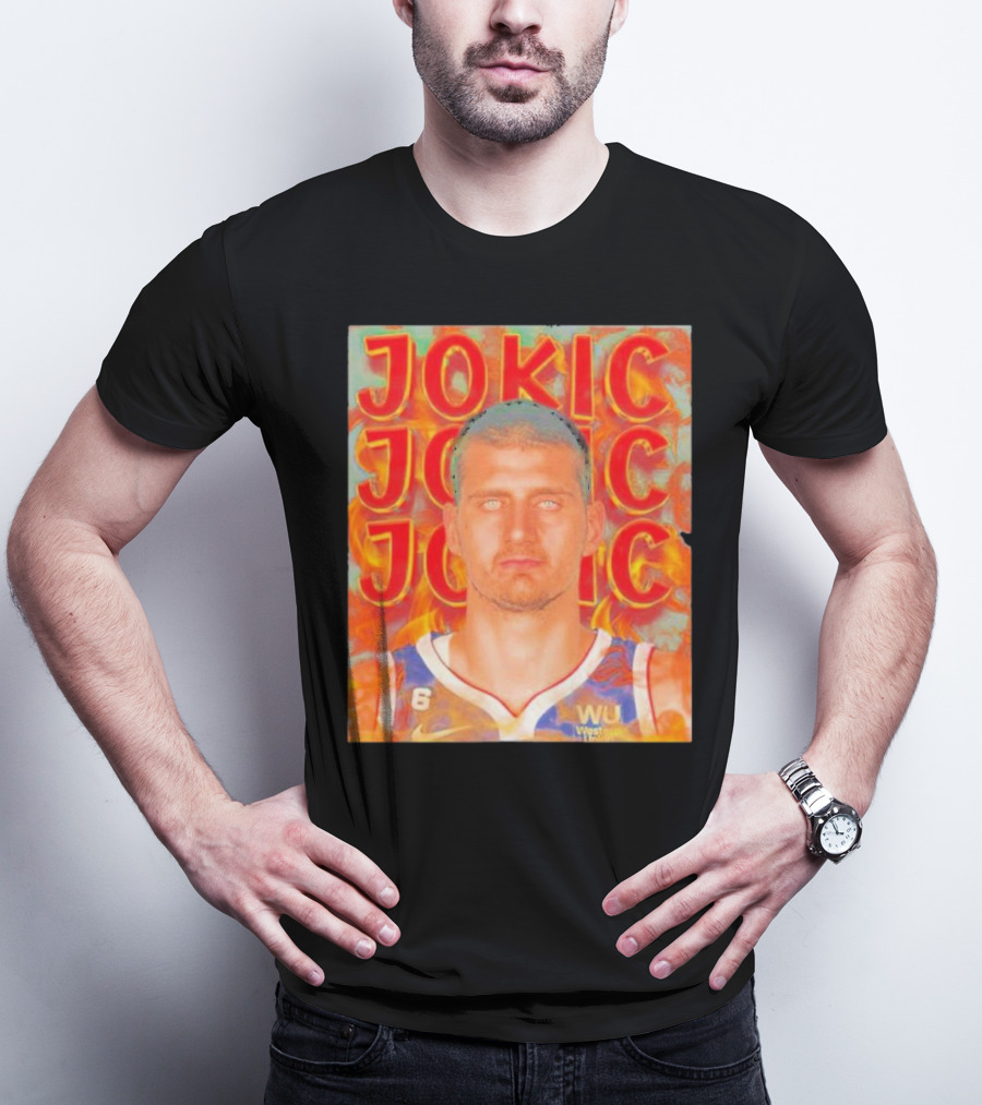 Jokic Fire Flames Photo Basketball T-Shirt