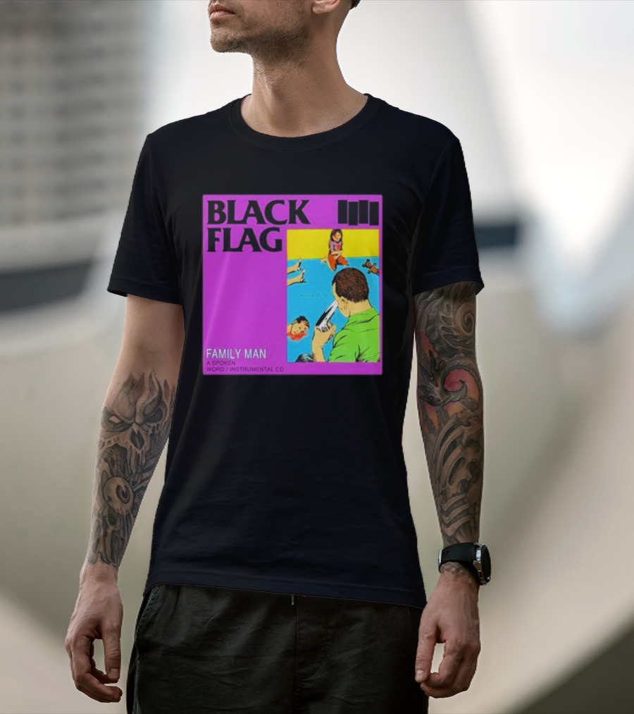Black Flag Family Man Spoken Word Instrumental CD Album T-Shirt