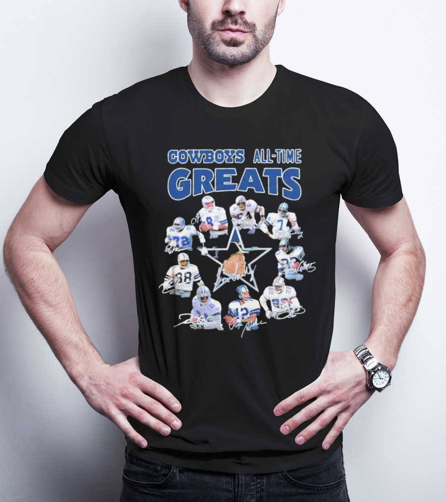 Cowboys All-Time Greats Players History Signatures T-Shirt
