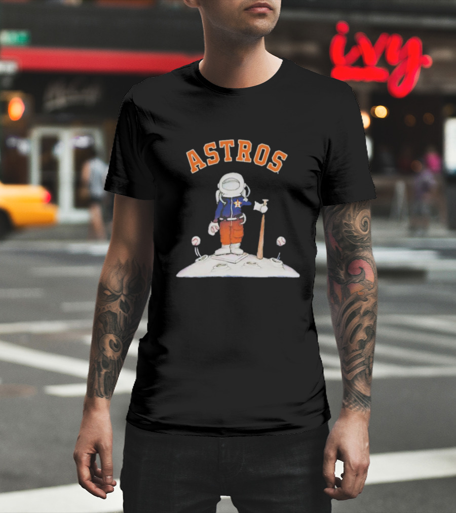 ASTROS Houston Astronaut Baseball Moon Landing T-Shirt
