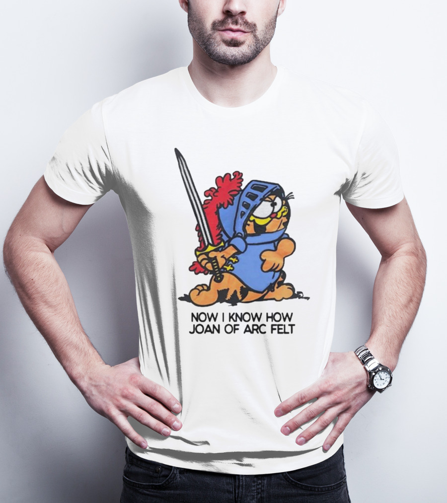 Garfield Dressed As Joan Of Arc With Sword Now I Know How Joan Of Arc Felt T-Shirt