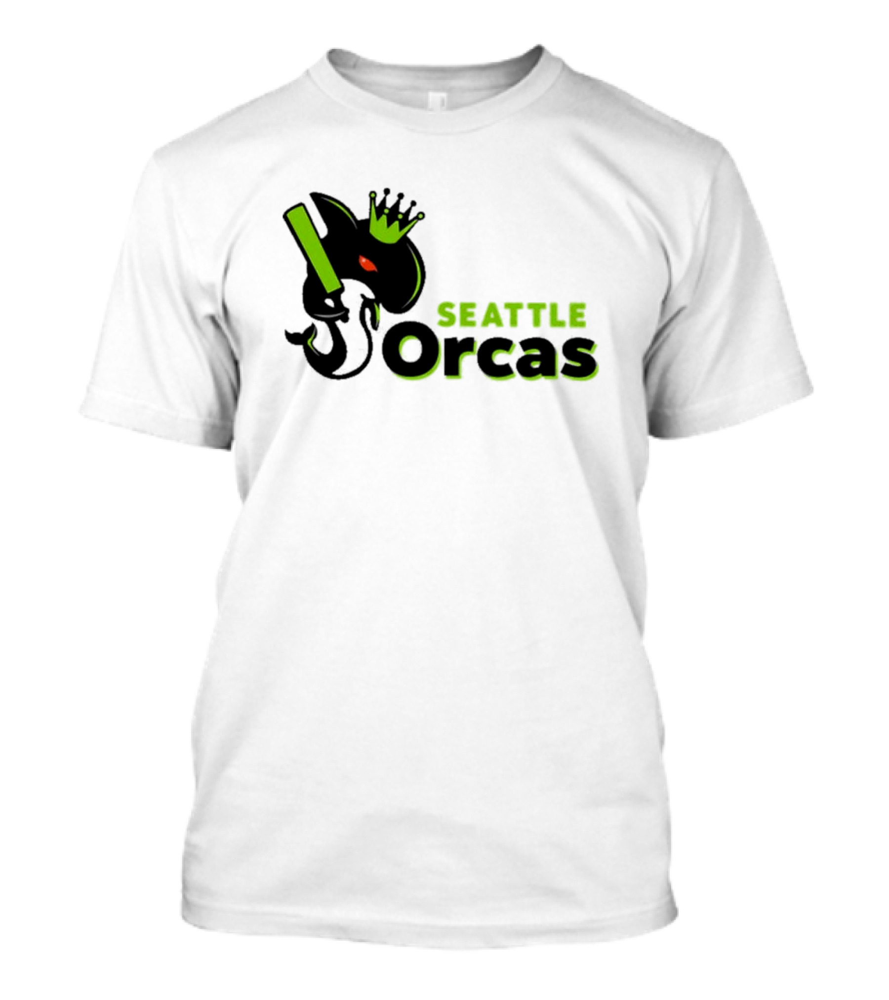 SEATTLE ORCAS CROWNED KING BLACK AND NEON GREEN T-Shirt