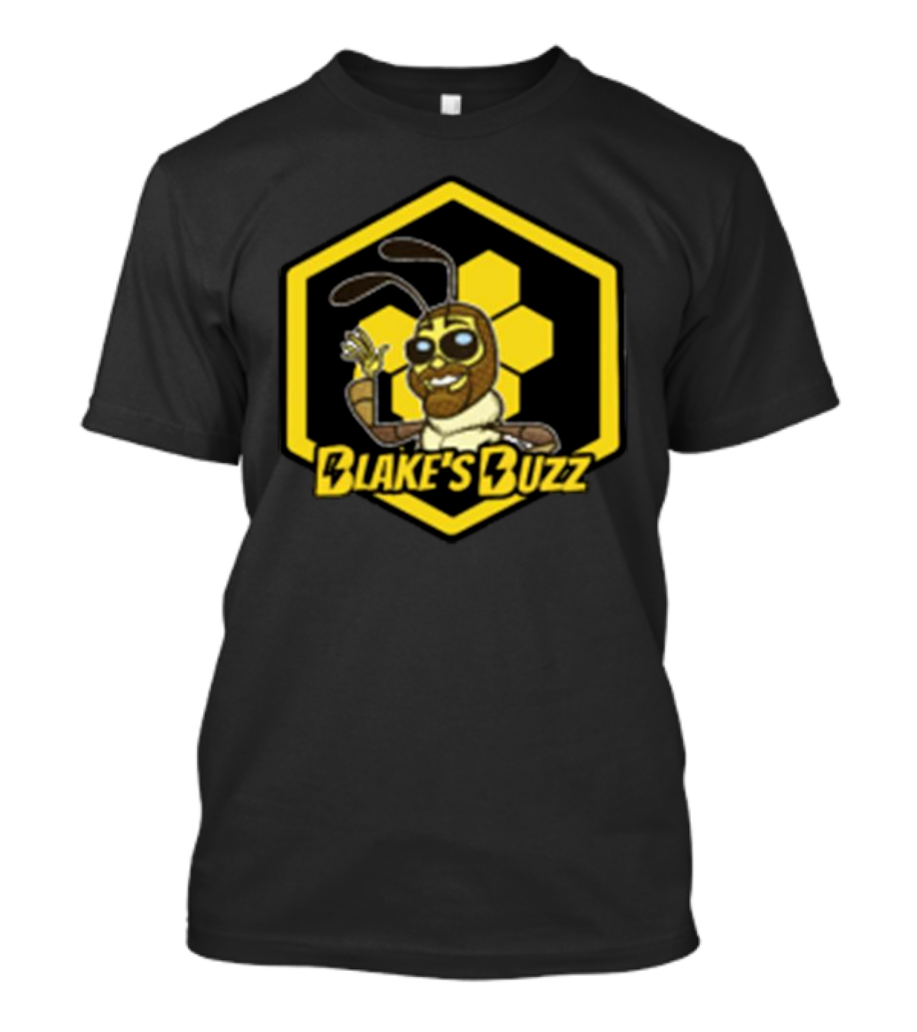 Blake's Buzz Bee Hexagon Logo With Cartoon Character T-Shirt