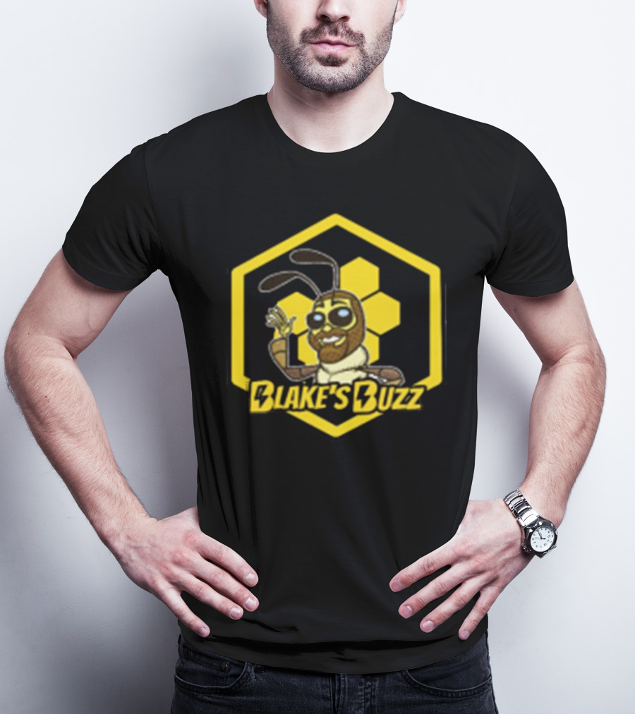 Blake's Buzz Bee Hexagon Logo With Cartoon Character T-Shirt