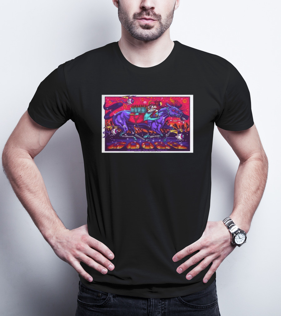Goose Riding Cosmic Horse Louisville Palace Theatre Neon Fantasy T-Shirt