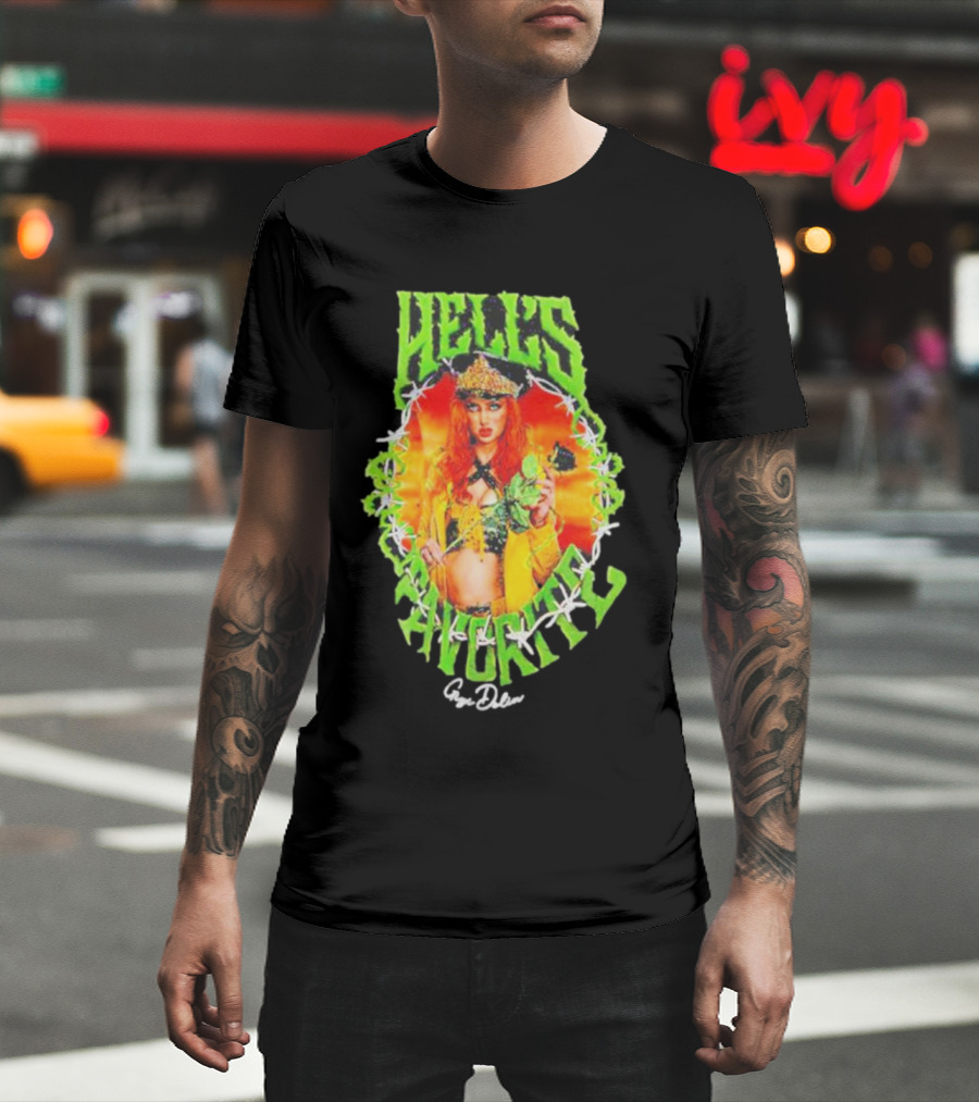 Hell's Favorite Gigi Dolin Barbed Wire Crown And Green Flames T-Shirt