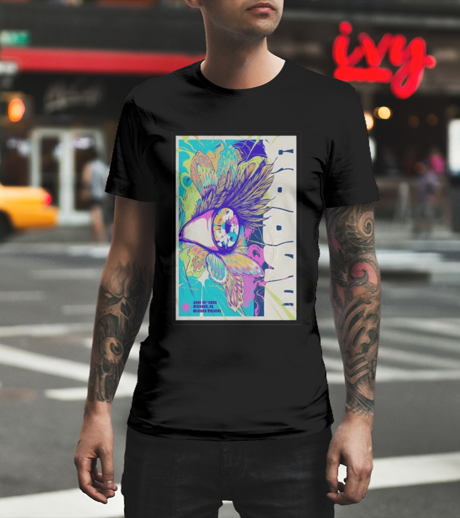Goose June 21 Chicago Riviera Theatre Psychedelic Feather T-Shirt