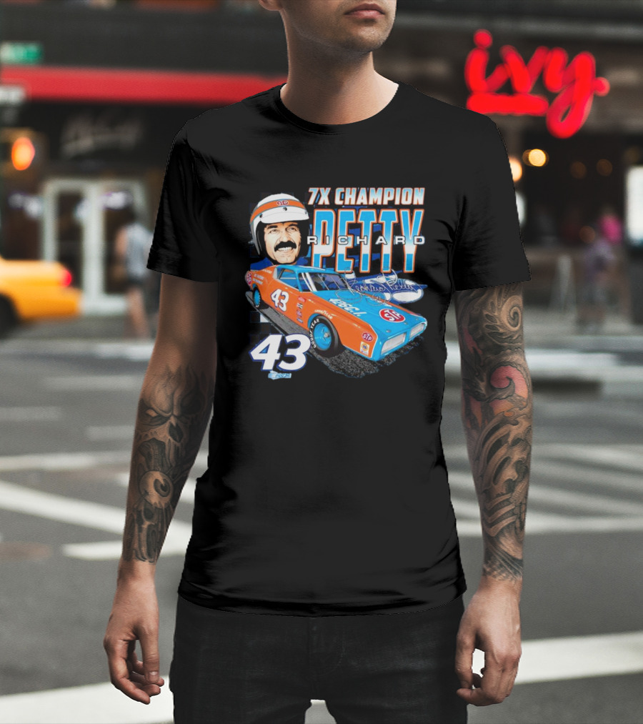 7X Champion Richard Petty Number 43 Car Racing LEGACY Motor Club Team Collection T-Shirt