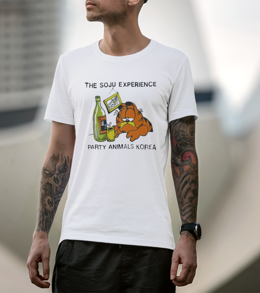 Garfield The Soju Experience Party Animals Korea T-Shirt