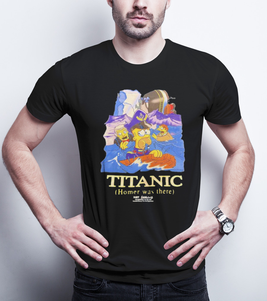 The Simpsons Titanic Homer Was There Matt Groening Ocean Scene T-Shirt