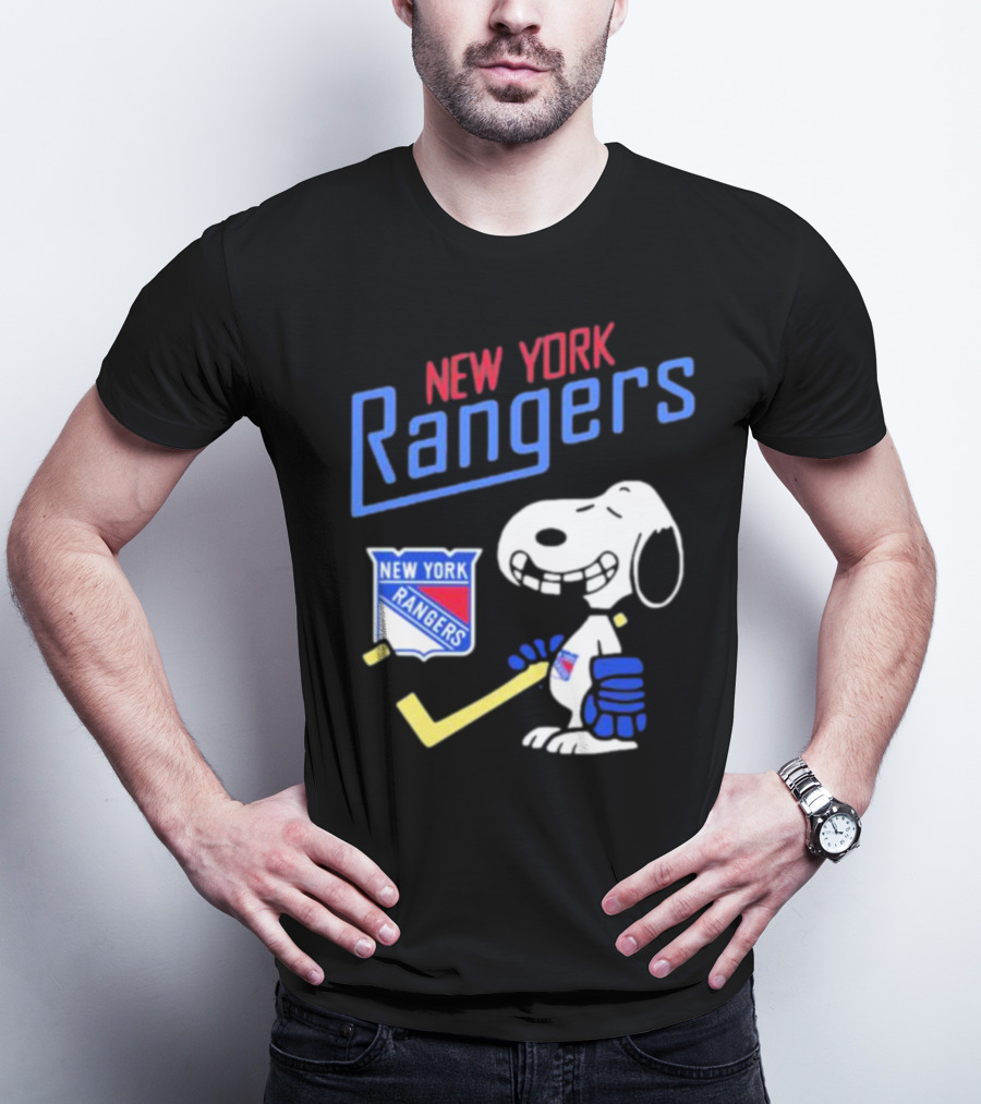 New York Rangers Snoopy Hockey Player T-Shirt