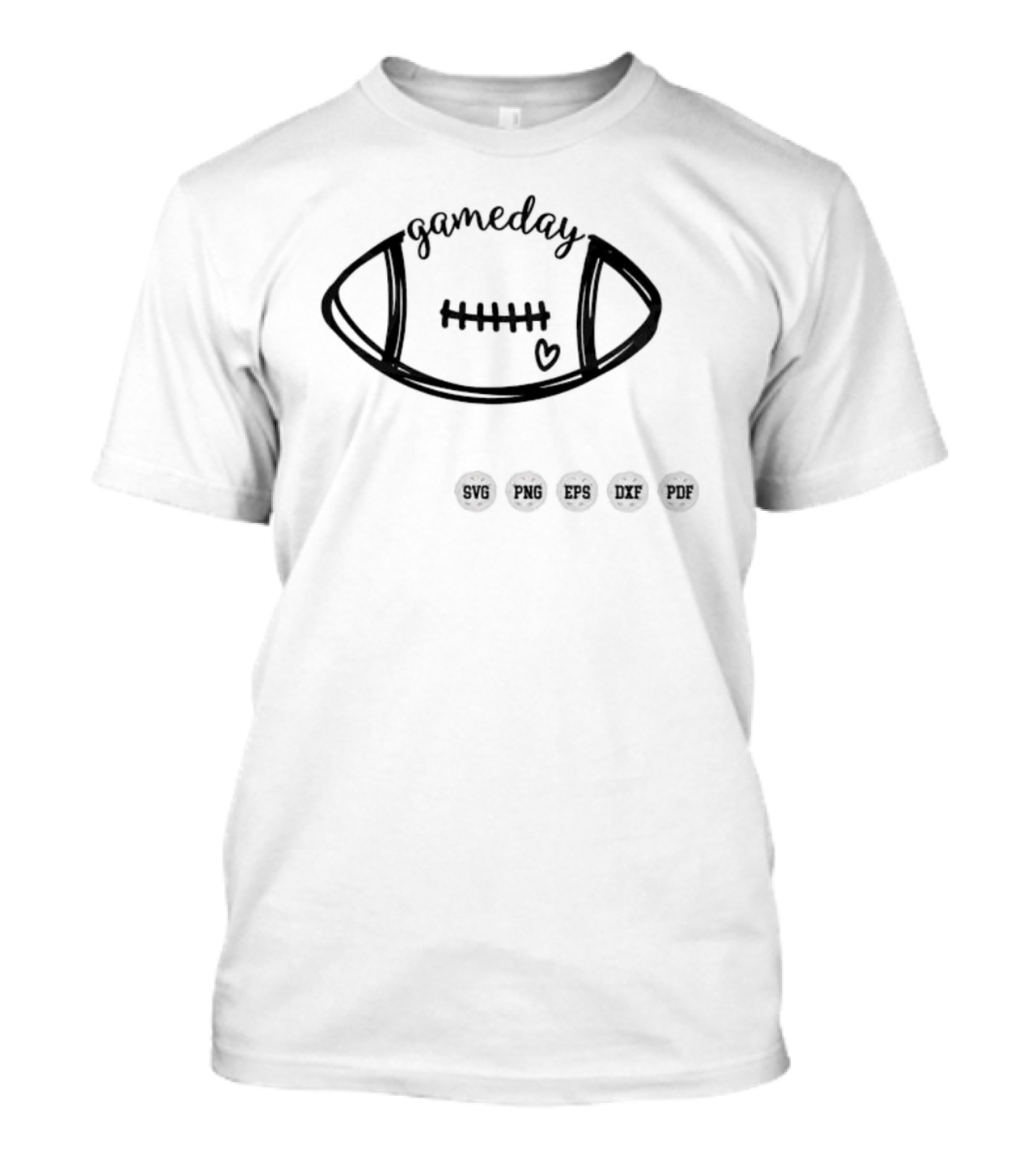 Gameday Football Drawing Ball With Heart Outline T-Shirt