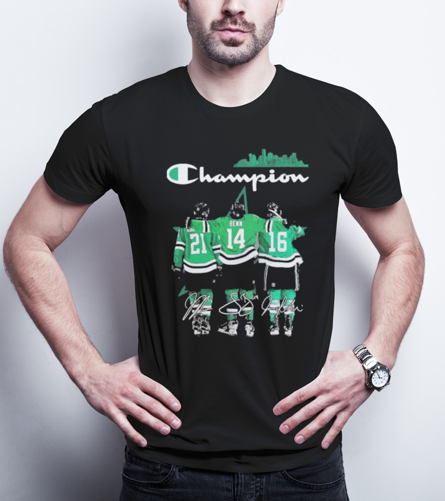Dallas Stars Hockey Robertson Benn Heiskanen Champion T-Shirt