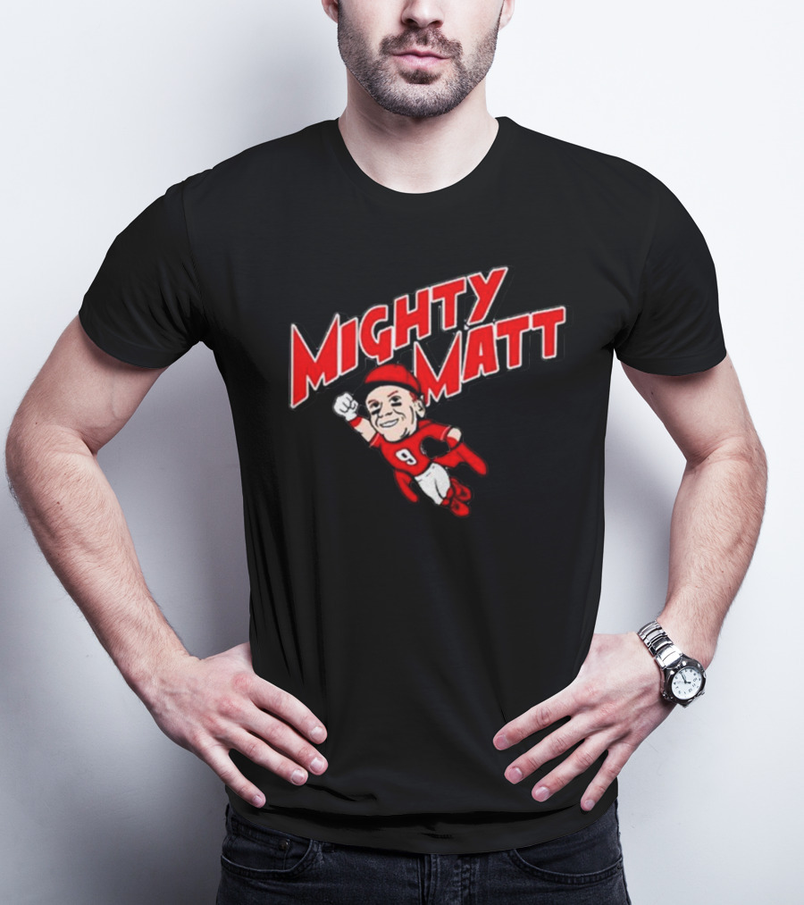 Mighty Matt Football Hero In Red And White Gear T-Shirt