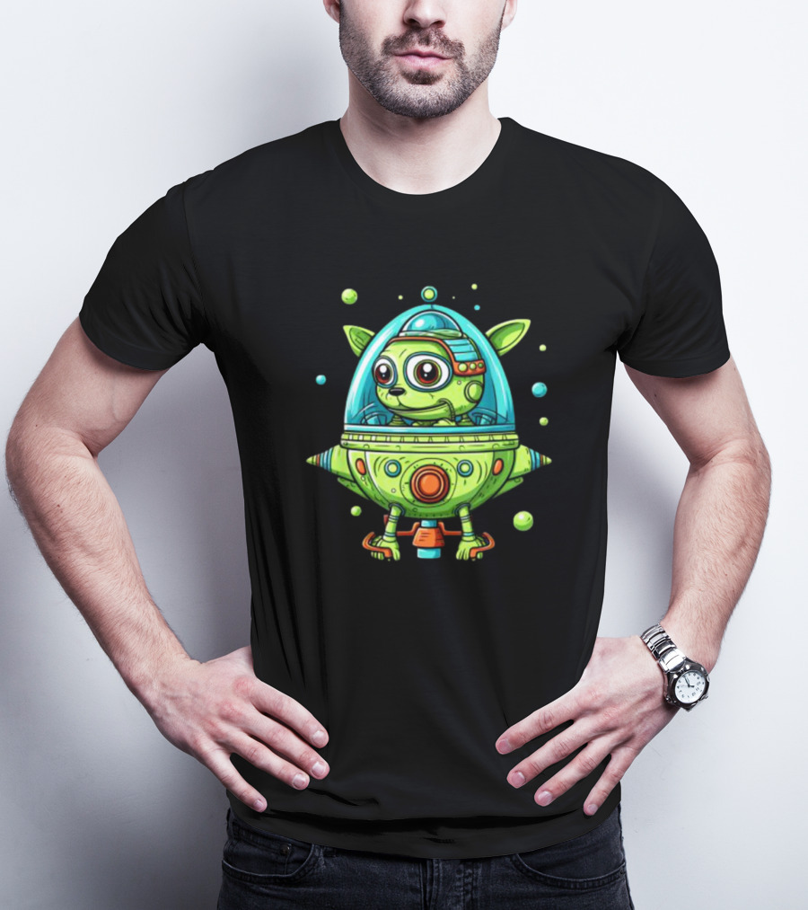Whiz Flying The Dog Bowl UFO Spaceship Adventure T-Shirt
