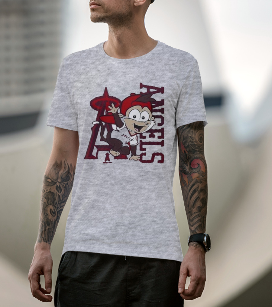 Los Angeles Angels Infant Mascot 2.0 Cheerful Cartoon Character With Iconic Logo And Text 'Angels' T-Shirt