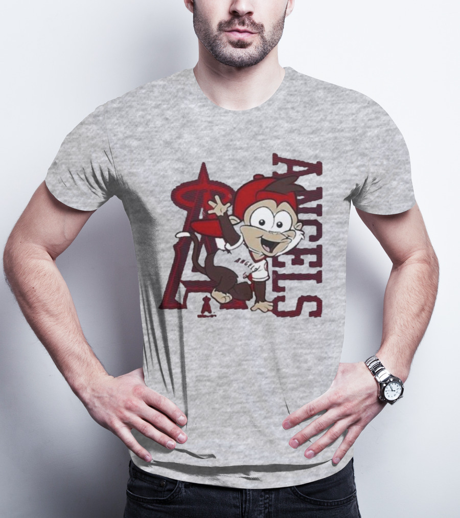 Los Angeles Angels Infant Mascot 2.0 Cheerful Cartoon Character With Iconic Logo And Text 'Angels' T-Shirt